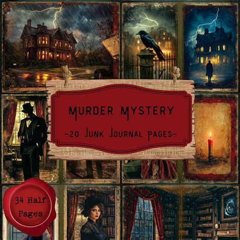 Murder Mystery Manor Junk Journal Pages Victorian Gothic Scrapbooking