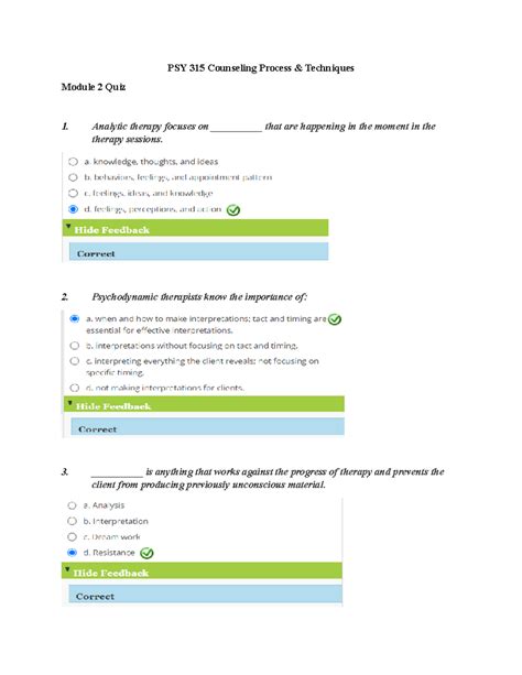 Psy 315 Module 2 Quiz Psy 315 Counseling Process And Techniques Module