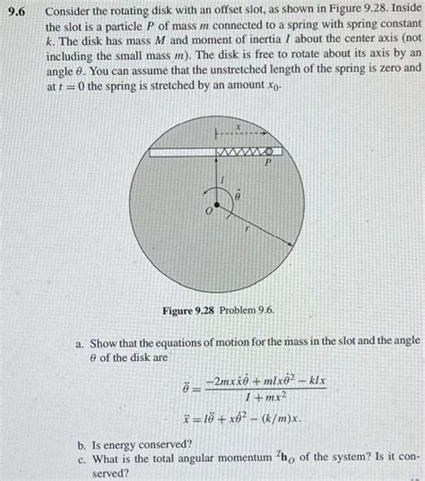 solved 9 6 consider the rotating disk with an offset slot