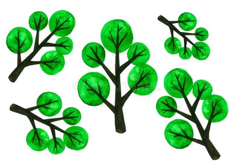 A Pattern Of The Same Decorative Trees Of Different Sizes Repeating On