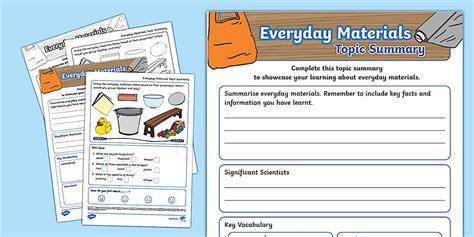 Everyday Materials Topic Summary Template