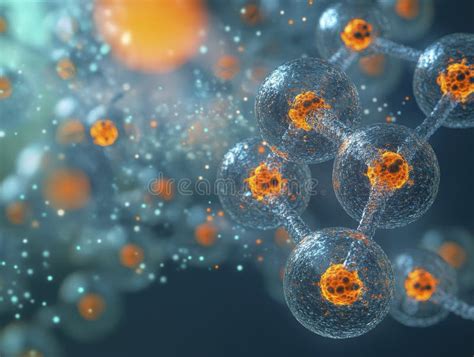 Interconnected Glowing Cells Microscopic View Abstract Visualization