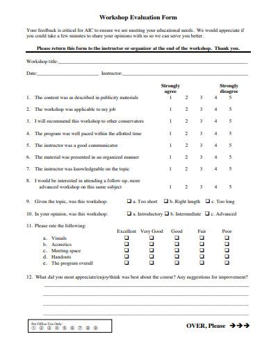11 Workshop Evaluation Form Templates Pdf Doc