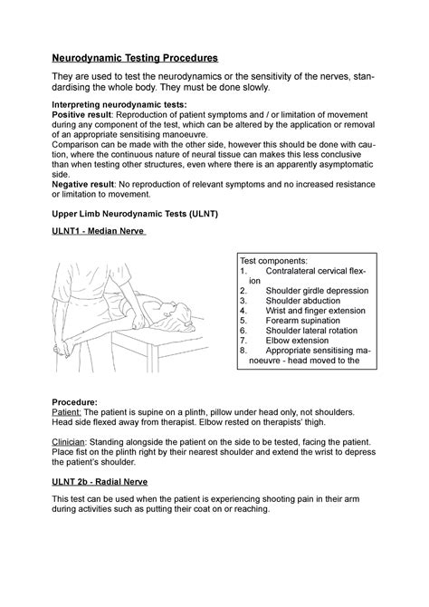 Neurodynamic Testing Procedure They Must Be Done Slowly Interpreting Neurodynamic Tests