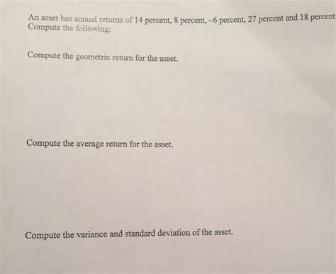 Solved A Stock Had The Following Prices And Dividends Chegg