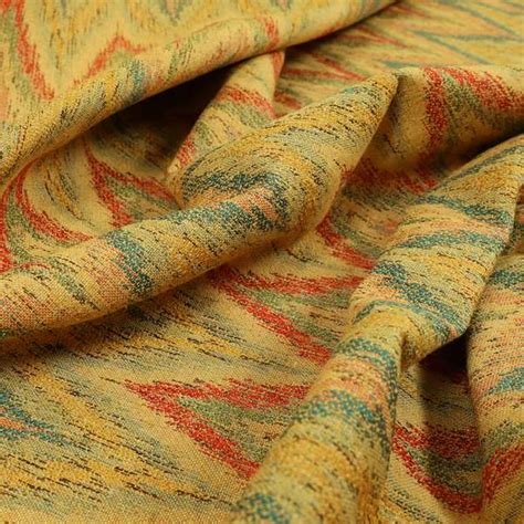 Ipoh Collection Of Chevron Striped Heavyweight Chenille Yellow Multi C