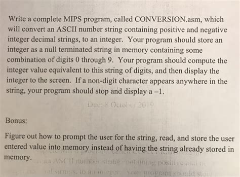 Solved Write A Complete Mips Program Called Conversionasm
