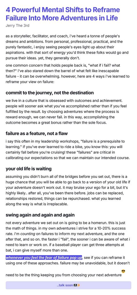 How To Reframe Failure Into More Adventures Jerry The 3rd Posted On