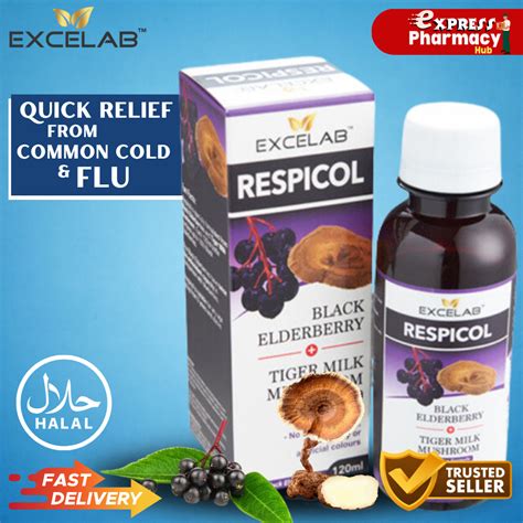 Pharmacy Stock 100 Original Excelab Respicol 120ml Elderberry