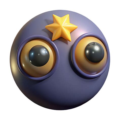 Impressive Modern 3d Render Cute Purple Sphere With Big Eyes And Star