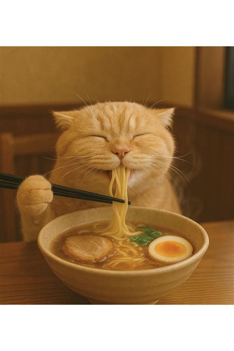 Ramen Bliss With Every Slurp 🍜🥢cat🐱 Manga Cat Anime Cat Japanese Cat