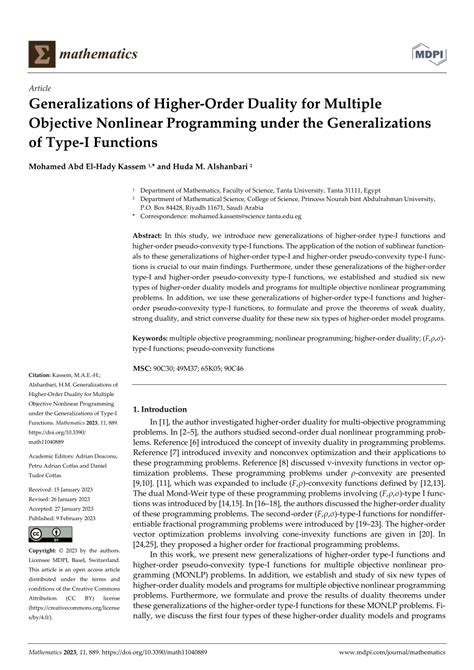 pdf generalizations of higher order duality for multiple objective