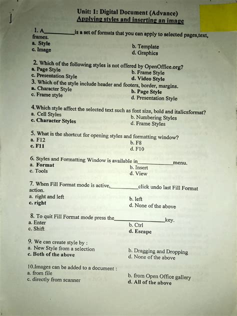Unit 1 Ch 1 Applying Styles And Inserting An Image Pdf Point And