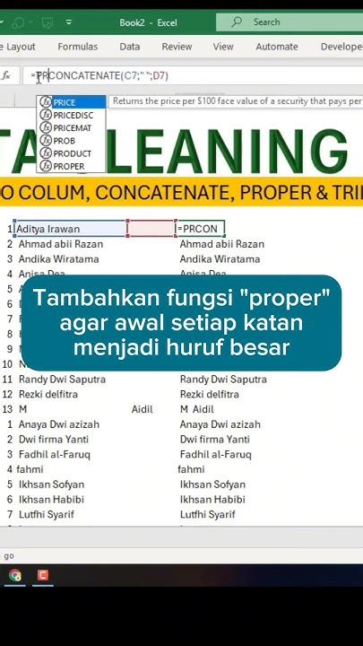 Data Cleaning With Excel Text To Column Concatenate Proper And Trim