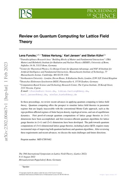 Pdf Review On Quantum Computing For Lattice Field Theory