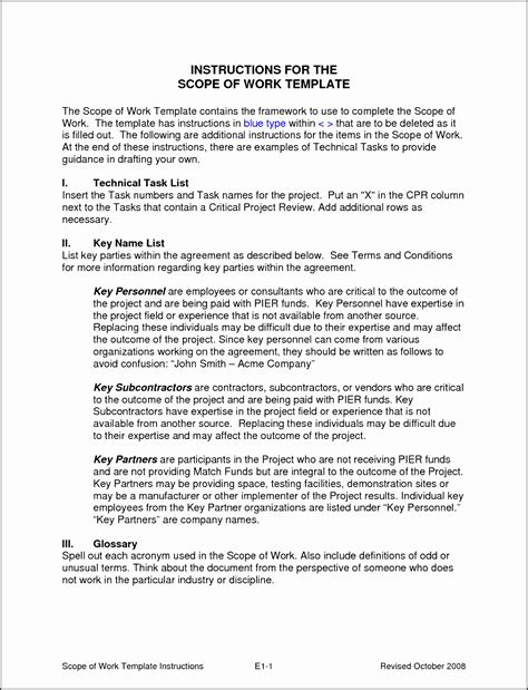 40 Construction Scope Of Work Template Markmeckler Template Design