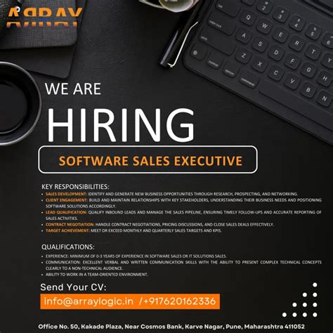 Wearehiring Softwaresales Salesexecutive Itjobs Punejobs Arraylogic… Arraylogic