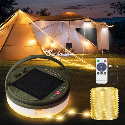 Solar Camping String Lights 39 4ft Portable Waterproof Camping Light