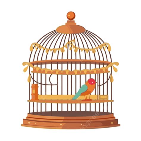 Jaula Clipart Jaula Con Coloridos Pájaros Ilustración Dibujos Animados