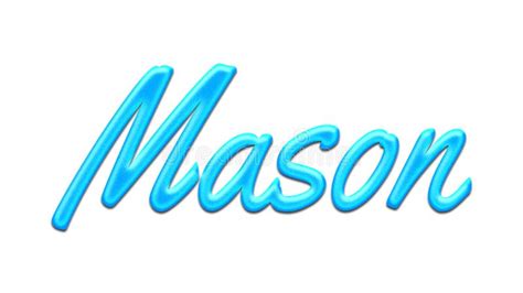 Glowing Blue Effect Of Name Mason On White Background Stock