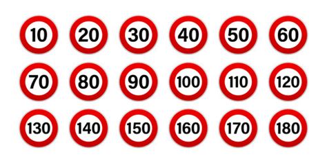 Speed Limit Signs Set Or Road Collection Vector Image