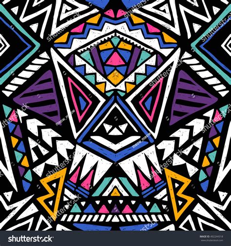 Neon Colors Tribal Vector Seamless Pattern Stock Vector Royalty Free