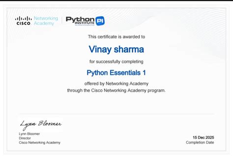 Completed Python Essentials 1 Certification Gaining Strong
