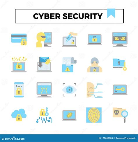 Cyber Security Flat Design Icon Set Stock Illustration Illustration