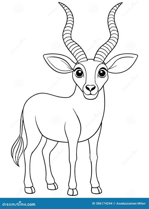 Addax Coloring Illustration With Outline Cartoon Vector Cartoondealer