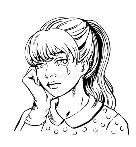 Crying Girl Face Sketch