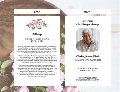 Catholic Funeral Program Necrological Service Funeral Mass Template