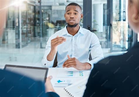 Premium Photo Black Man Interview And Office Presentation To Business