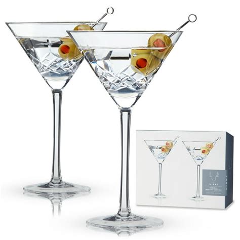 Viski Admiral Etched Martini Glasses Cocktail Coupe Glasses Stemmed