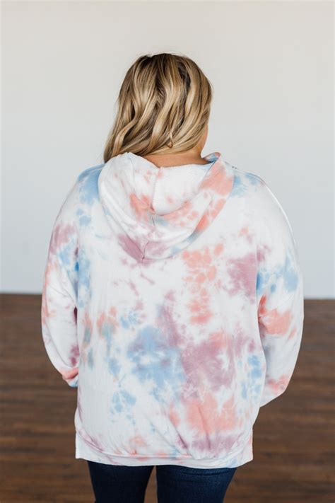 Personal Paradise Oversized Tie Dye Hoodie Blue Mauve Orange The