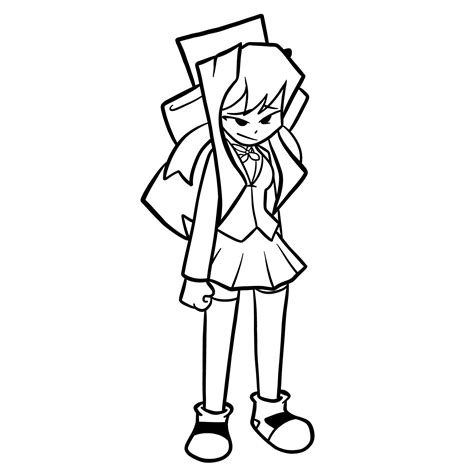 How To Draw Monika From FNF Hotline 024 Sketchok Easy Drawing Guides