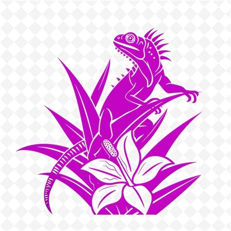 Premium Psd A Purple Lizard On A Flower With A Lizard On It