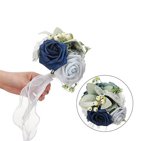 Ramo De Damas De Honor Color A Juego Ramo De Boda Mori Rosas Artificiales Ramo De Mano
