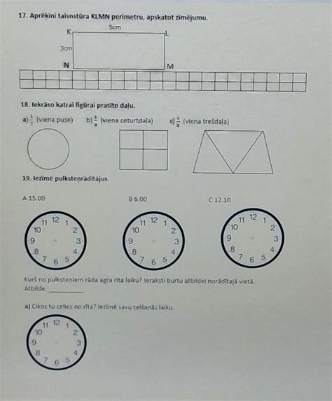 Tests Matemātikā Atvērtie Uzdevumi 3 Klase Mācību Materiāli
