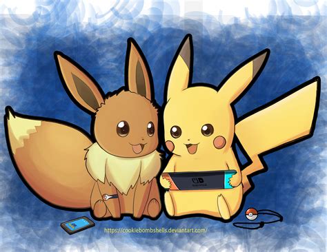 Eevee And Pikachu Kiss