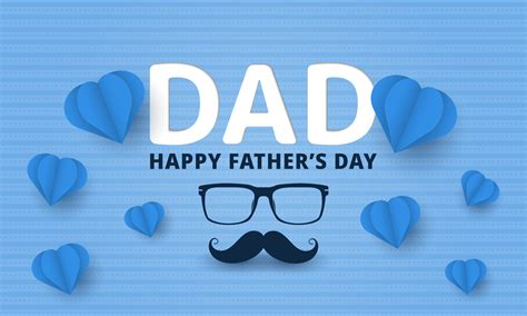 Happy Fathers Day Banner Template With Stripes On Blue Background