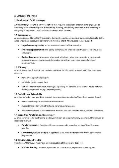 Ai Languages And Prolog Requirements For Ai Languages Artificial