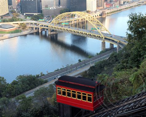 Duquesne Incline Funicular Railway With Fort Pitt Bridge Pittsburgh
