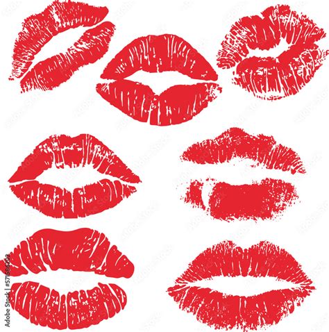 Kiss Icon Red Lips Silhouette Set Eps Vector Stock Vector Adobe Stock