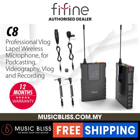 Fifine C8 Professional Vlog Lapel Wireless Microphone Recording Condenser Microphone Broadcast