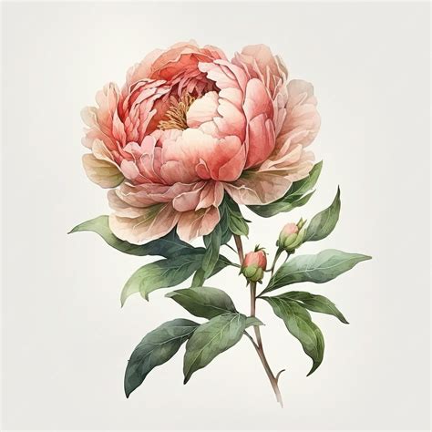 Illustration De Pivoines Aquarelle Faire Part De Mariage Art De Fleurs Photo Premium