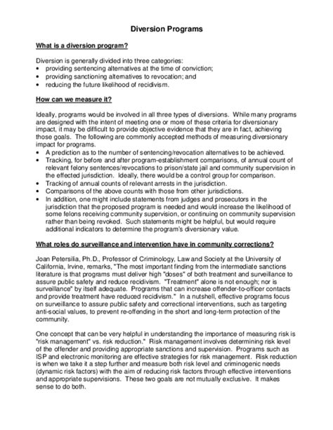 Pdf Diversion Programs