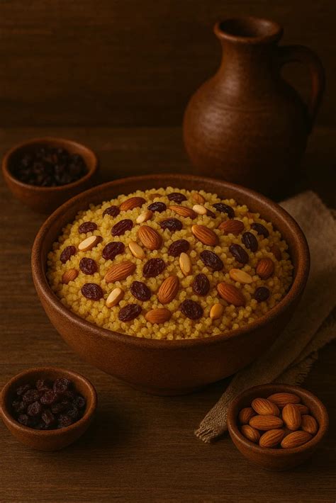 Sweet Couscous With Raisins And Almonds Moroccan Dessert