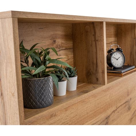 Julian Bowen Bali Double Modern Oak Effect Bed With Bookcase Headboard