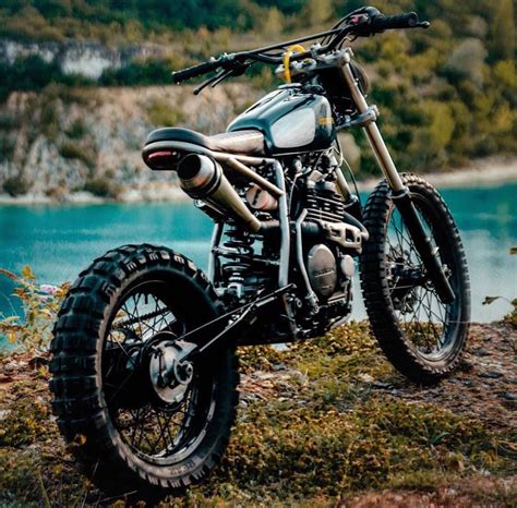 Off Road Dirt Bike Parked By The Lake