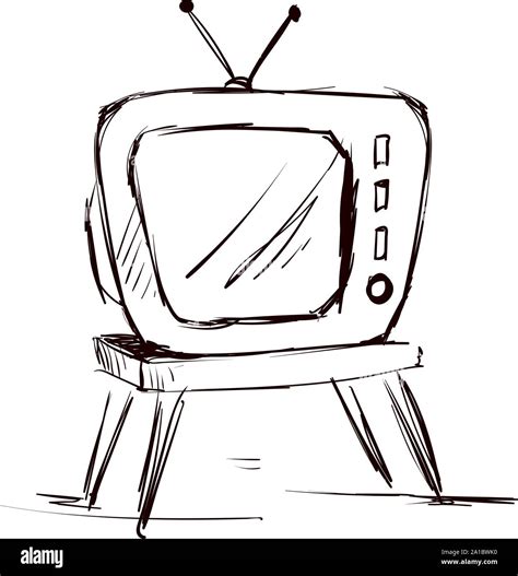 Old Tv Drawing Illustration Vector On White Background Stock Vector